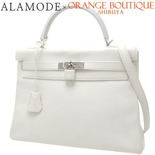 HERMES(エルメス) ケリー32 (内縫い) ホワイト白 トリヨンクレマンス パラジウム金具 シルバー金具 □Q刻印 ハンドバッグ 2WAY ショルダー 肩掛け レディース 40802147331【中古】【アラモード】