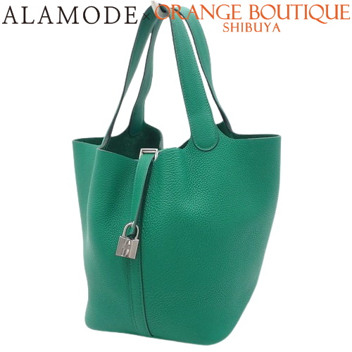 HERMES(エルメス) ピコタンロックMM ヴェールジェイド グリーン緑 トリヨンクレマンス パラジウム金具 シルバー金具 U刻印 ハンドバッグ トートバッグ レディース 40802149541【中古】【アラモード】