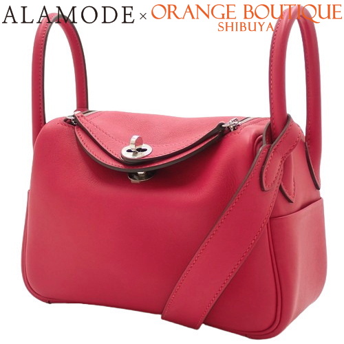 HERMES(エルメス) リンディミニ ヴェルソ フランボワーズ/ルージュセリエ フューシャピンク ダークブラウン焦げ茶 ヴォースイフト パラジウム金具 シルバー金具 Z刻印 ショルダーバッグ 肩掛け 斜め掛け ハンドバッグ レディース 40101795321【中古】【アラモード】