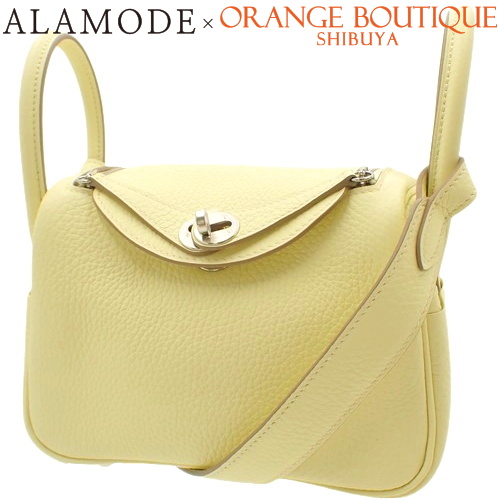 【新品】HERMES(エルメス) リンディミニ ジョーヌミルトン べトン イエロー黄 クリーム薄黄色 トリヨンクレマンス パラジウム金具 シルバー金具 W刻印 ショルダーバッグ 2WAY 肩掛け 斜め掛け ハンドバッグ レディース 40802150214【アラモード】