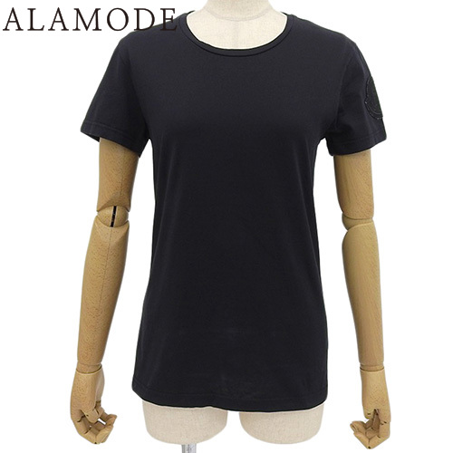 MONCLER(モンクレール) T-SHIRT GIROCOLLO Tシャツ トップス 2018年 アパレル ファッション 半袖 ロゴ M コットン ブラック黒 E10938086261 V8002 レディース 40802145828【中古】【アラモード】