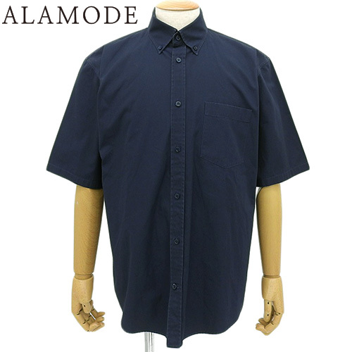 BALENCIAGA(バレンシアガ) バックロゴプリント シャツ トップス 18年 アパレル ファッション 半袖 ボタンダウン 37 コットン ネイビー紺 534334 メンズ 40802147246【中古】【アラモード】