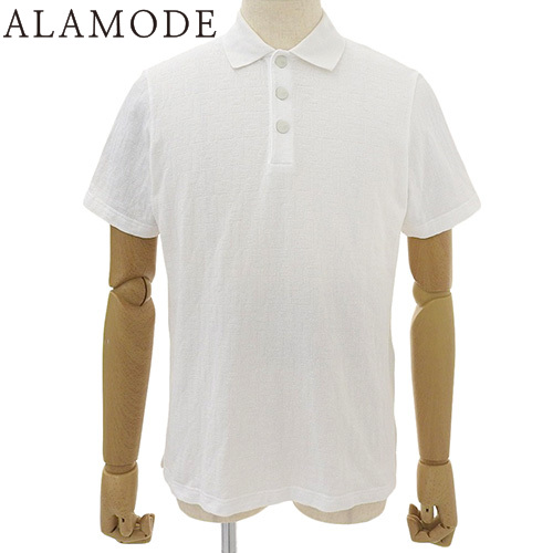 FENDI(フェンディ) FFピケ ポロシャツ トップス 23年 アパレル ファッション 半袖 FF ズッカ柄 S コットン ホワイト白 FAF717AR5G メンズ 40802147403【中古】【アラモード】