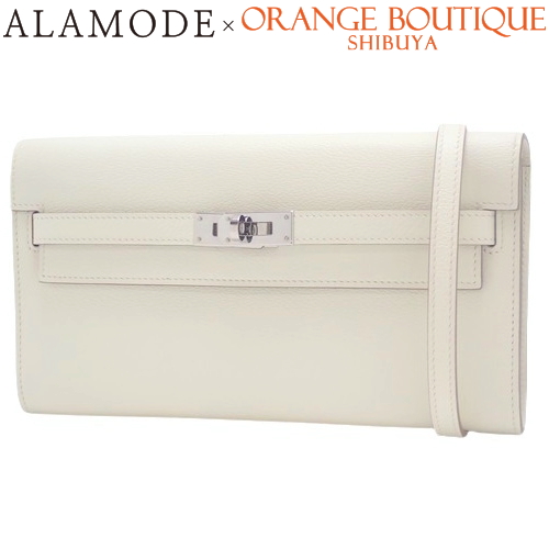 HERMES(エルメス) ケリーウォレット トゥーゴー べトン ホワイト白 エバーカラー パラジウム金具 シルバー金具 B刻印 ロングウォレット ショルダー 肩掛け レディース 40802149115【中古】【アラモード】