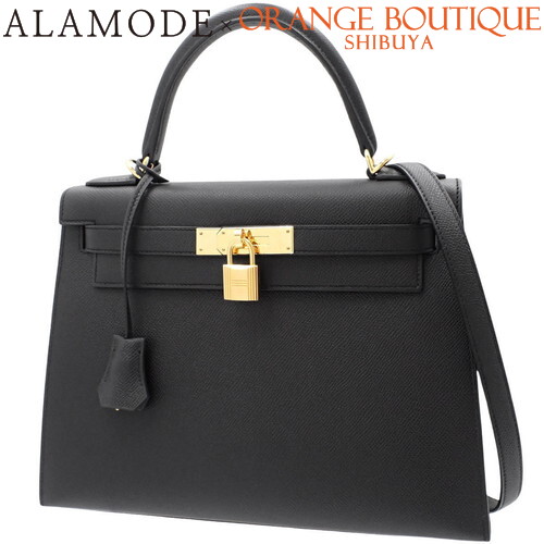 HERMES(エルメス) ケリー28(外縫い) ブラック黒 ヴォーエプソン ゴールド金具 B刻印 ハンドバッグ ショルダー 肩掛け 2WAY レディース 40802148728【中古】【アラモード】