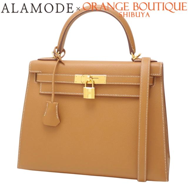 HERMES(エルメス) ケリー28 (外縫い) ゴールド ブラウン茶 ヴォーエプソン ゴールド金具 D刻印 ハンドバッグ 2WAY ショルダー 肩掛け レディース 40802152101【中古】【アラモード】