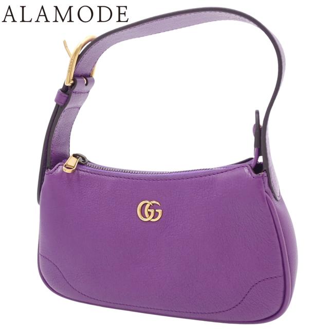 GUCCI(グッチ) GGマーモント アフロディーテ ミニバッグ ハンドバッグ 肩掛け ショルダー ワンショルダー ホーボー レザー パープル紫 ゴールド金具 739076 レディース 40802138229【中古】【アラモード】