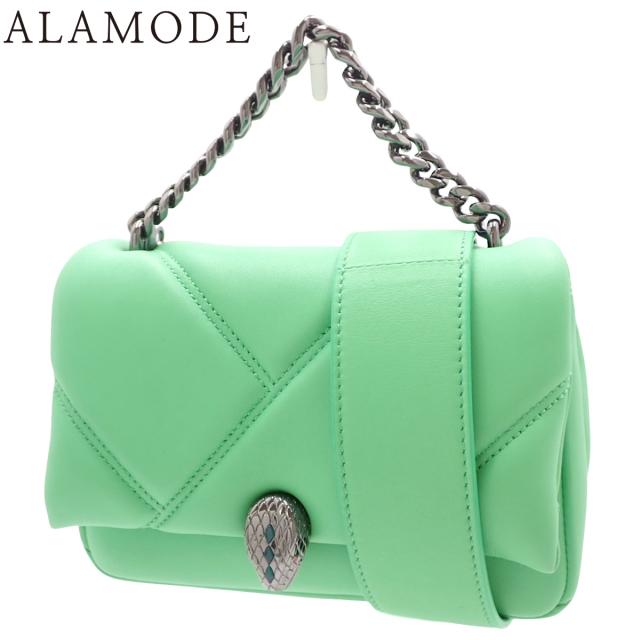 BVLGARI(ブルガリ) セルペンティ カボション クロスボディバッグ ハンドバッグ 2WAY ショルダー 肩掛け 斜め掛け レザー 黄緑 ガンメタル金具 レディース 40802147323【中古】【アラモード】