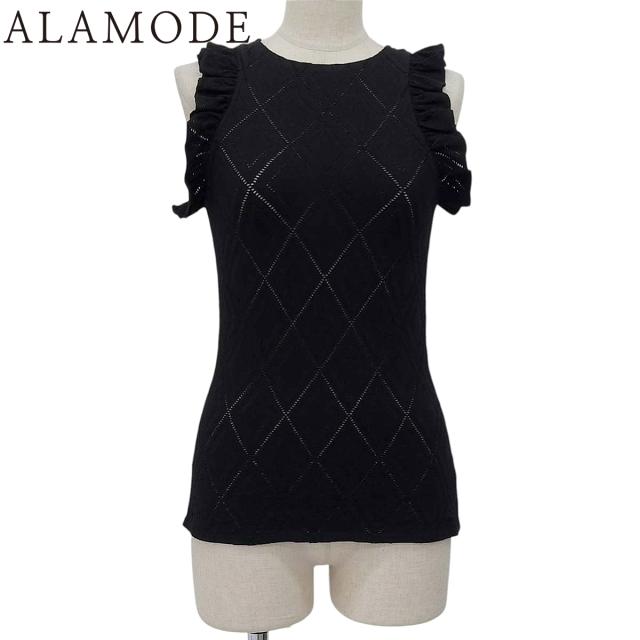 CHANEL(シャネル) ノースリーブ カットソー タンクトップ/キャミソール P71 アパレル ファッション フリル 36 ナイロン ポリウレタン ブラック黒 レディース 40802149735【中古】【アラモード】