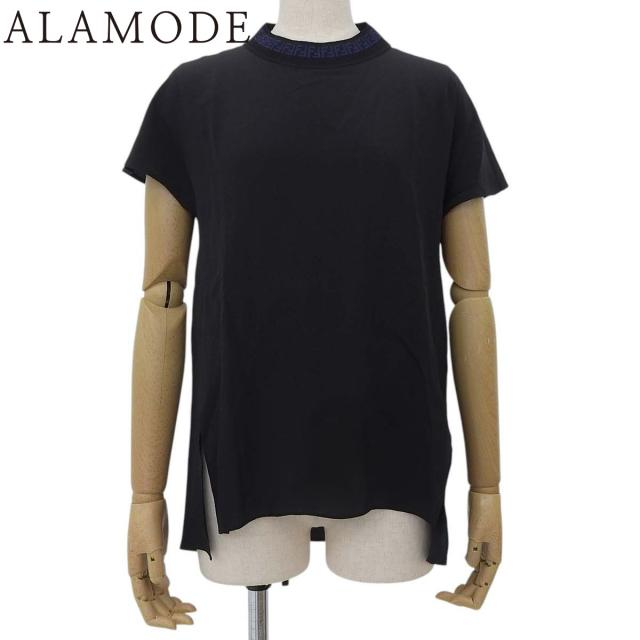 FENDI(フェンディ) Tシャツ 2019年 アパレル ファッション 半袖 カットソー ズッカ柄 36 シルク レーヨン ブラック黒 ブルー青 レディース 40802149740【中古】【アラモード】