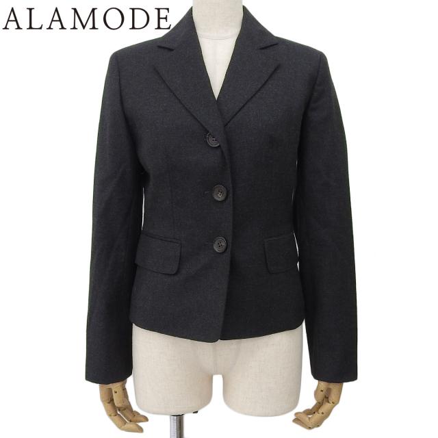 CELINE(セリーヌ) ジャケット アパレル ファッション 34 ウール カシミヤ グレー ブラック黒 レディース 40802149753【中古】【アラモード】