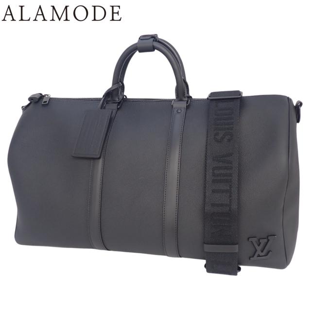 LOUIS VUITTON(ルイ・ヴィトン) LVアエログラム キーポル・バンドリエール 50 ボストンバッグ 2WAY ショルダー 肩掛け トラベル 旅行バッグ グレインカーフレザー ノワール ブラック黒 ブラック金具 M21420 メンズ 40802151135【中古】【アラモード】