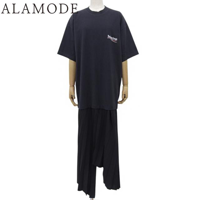 BALENCIAGA(バレンシアガ) Tシャツ プリーツ ワンピース ワンピース 2023年 ロゴ 半袖 オーバーサイズ アパレル 34 コットン ポリエステル ブラック黒 751334TGO141000 レディース 40806000064【中古】【アラモード】