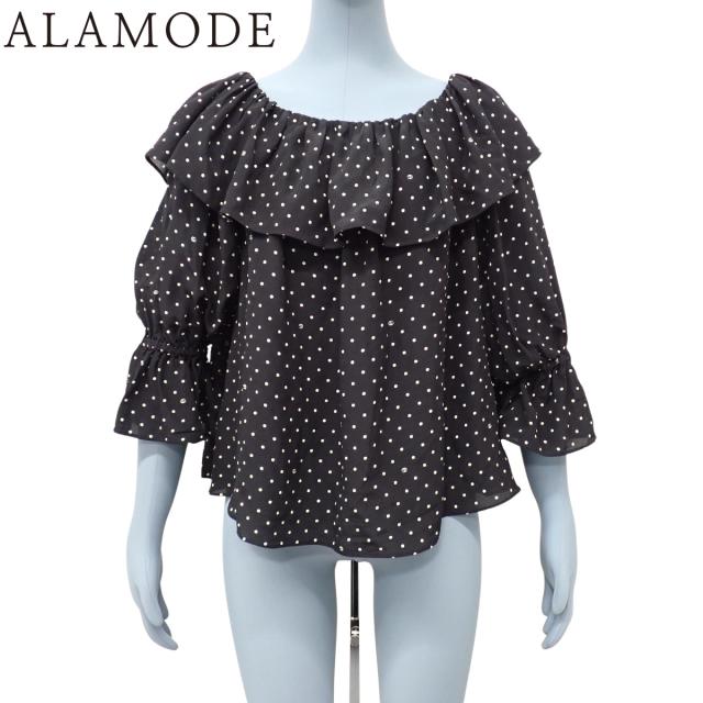 GUCCI(グッチ) ドットブラウス シャツ/ブラウス トップス アパレル ファッション 衣類 水玉 チュニック 40 シルク ブラック黒 ホワイト白 732133 ZALYL レディース 40802153394【中古】【アラモード】