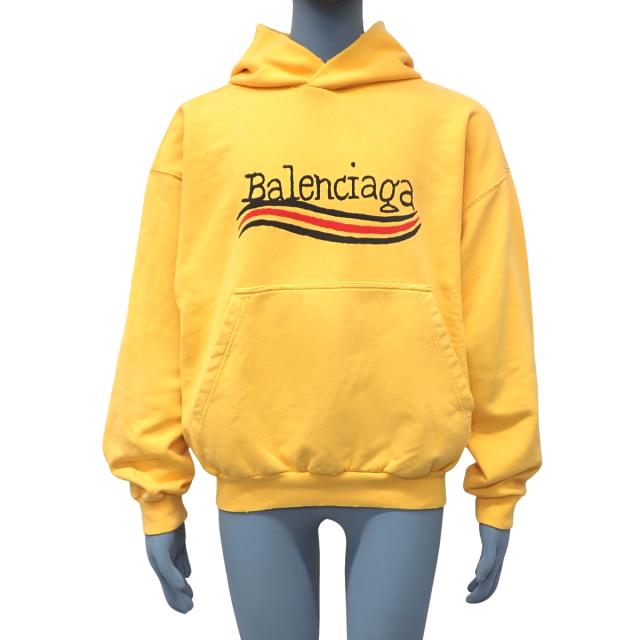 BALENCIAGA(バレンシアガ) デストロイ加工 ロゴパーカー スウェット/パーカー 2022年 アパレル ファッション 衣類 フード付き XS コットン イエロー黄 720426 メンズ 40802154366【中古】【アラモード】