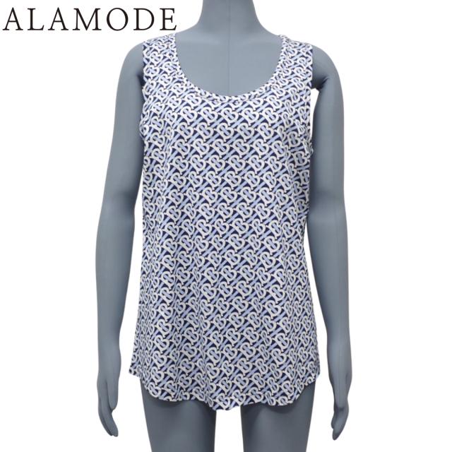 BURBERRY(バーバリー) ロゴ タンクトップ キャミソール TBロゴ 総柄 トップス S コットン ホワイト白 ブルー青 8048902 レディース 40802155222【中古】【アラモード】