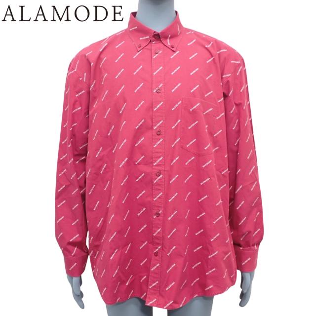 BALENCIAGA(バレンシアガ) ロゴ シャツ シャツ/ブラウス 2020年 長袖 トップス 39 コットン レッド赤 ホワイト白 ピンク 534333 メンズ 40802156576【中古】【アラモード】