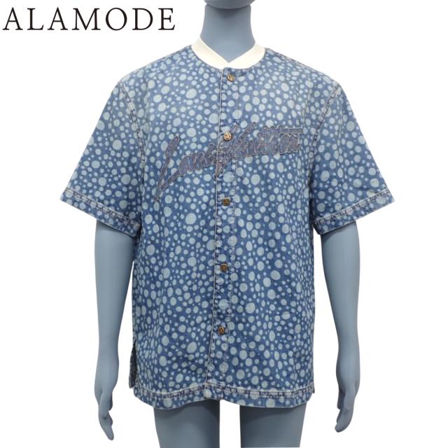 LOUIS VUITTON(ルイ・ヴィトン) LV × YK インフィニティドットデニムシャツ シャツ/ブラウス 2023年 RM232H 草間彌生コレクション コラボ 半袖 ベースボールシャツ M コットン ブルー青 メンズ 40802157602【中古】【アラモード】