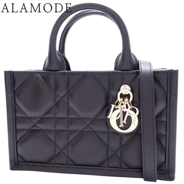 Christian Dior(クリスチャン・ディオール) マクロカナージュ Book Tote ブックトートミニ ハンドバッグ 2WAY ショルダー 肩掛け カーフ ブラック黒 シャンパンゴールド金具 S5573OWHP_M900 レディース 40802141147【中古】【アラモード】