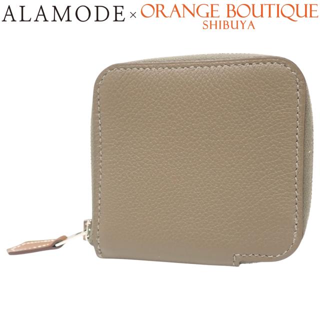 HERMES(エルメス) アザップ コンパクト ミニ シルクイン K刻印 エトープ/エトゥープ ブルーブリュム グレージュ ライトブルー水色 エバーカラー シルク シルバー金具 ケース 小銭入れ ジップアラウンド ラウンドファスナー 小物 40802158954【中古】【アラモード】