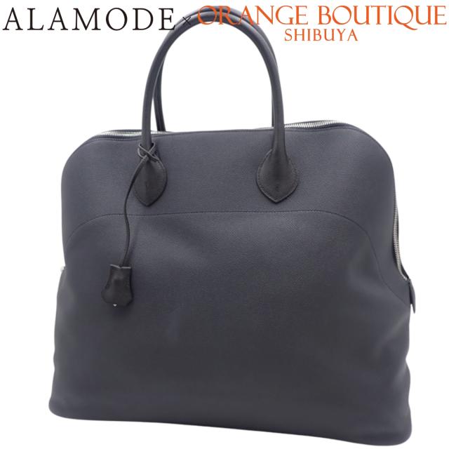 HERMES(エルメス) ボリードリラックス45 ブルーニュイ ブラック黒 ネイビー紺 ヴォーエプソン パラジウム金具 シルバー金具 D刻印 ハンドバッグ トートバッグ 旅行かばん トラベル ユニセックス 40802159170【中古】【アラモード】