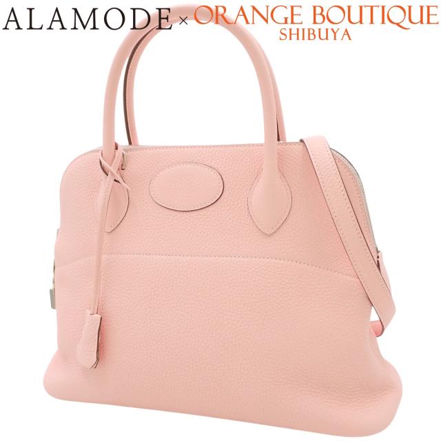 HERMES(エルメス) ボリード ヴェルソ 31 ローズサクラ/ナタ ピンク クリーム薄黄色 トリヨンクレマンス パラジウム金具 シルバー金具 Z刻印 ハンドバッグ 2WAY ショルダー 肩掛け レディース 40802159349【中古】【アラモード】