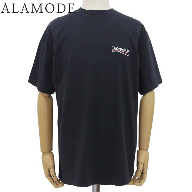 BALENCIAGA(バレンシアガ) ロゴ刺繍 Tシャツ Tシャツ 2022年 半袖 ダメージ加工 オーバーサイズ トップス アパレル XXS コットン ブラック黒 641655 メンズ 40802155499【中古】【アラモード】