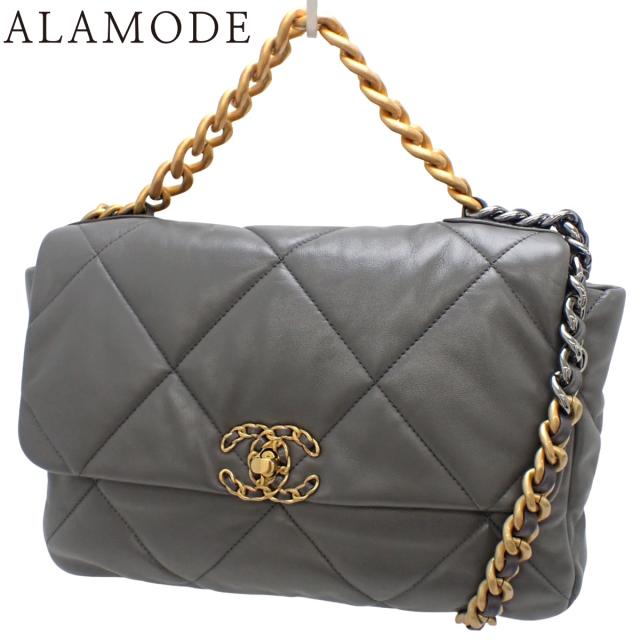 CHANEL(シャネル) マトラッセ シャネル19 ディズヌフ ハンドバッグ 2WAY 肩掛け 斜め掛け チェーンショルダー ラムスキン グレー マットシルバー金具 ガンメタル金具 AS1161 レディース 40802161780【中古】【アラモード】