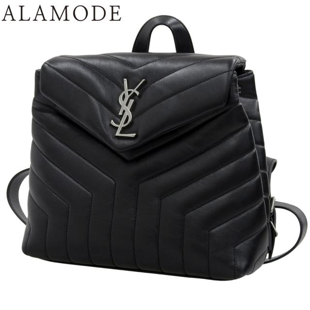 SAINT LAURENT PARIS(サンローランパリ) ルル バックパック リュックサック/バックパック YSL ロゴ 肩掛け Vステッチ キルティング レザー ブラック黒 マットシルバー金具 487220 レディース 40802157744【中古】【アラモード】
