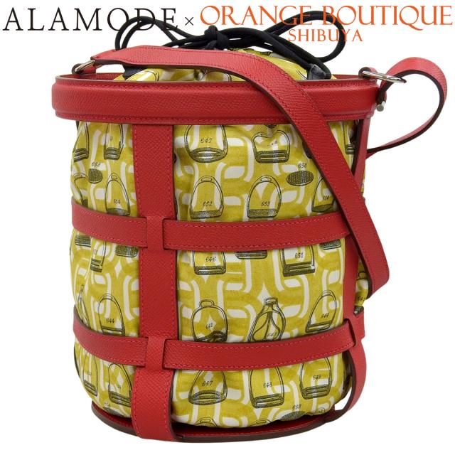 HERMES(エルメス) ミュザルディーヌ ルージュカザック レッド赤 イエロー黄 ホワイト白 ヴォーエプソン シルク パラジウム金具 シルバー金具 X刻印 ショルダーバッグ 2WAY ハンドバッグ 肩掛け レディース 40802158297【中古】【アラモード】