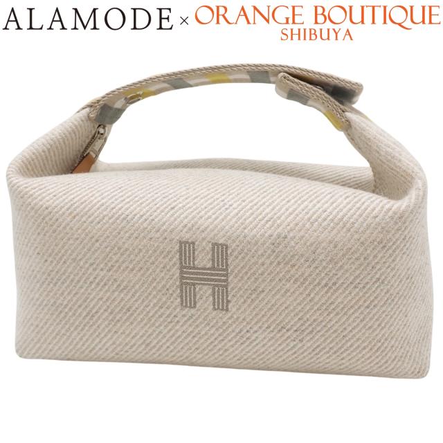 HERMES(エルメス) ブリッド・ア・ブラックPM ベージュ イエロー黄 グレー ウール コットン パラジウム金具 シルバー金具 ポーチ ハンドバッグ ミニバッグ 小物入れ レディース 40802163100【中古】【アラモード】