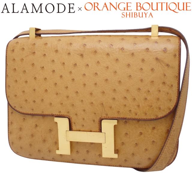 HERMES(エルメス) コンスタンス23 チェスナッツ キャメル茶  オーストリッチ ゴールド金具 〇S刻印 ショルダーバッグ 肩掛け ハンドバッグ レディース 40803002906【中古】【アラモード】