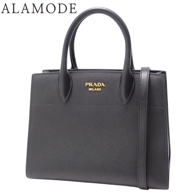 PRADA(プラダ) ビブリオテーク バッグ ハンドバッグ 2way ショルダー 肩掛け 斜め掛け バイカラー サフィアーノレザー SAFFIANO+CITY C NERO+BEGONIA ブラック黒 ピンク ゴールド金具 1BA050 レディース 40802157464【中古】【アラモード】