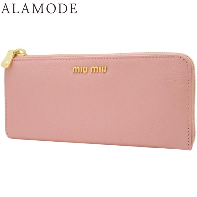 Miu Miu(ミュウミュウ) マドラス L字ファスナー 長財布 ロングウォレット 小物 レザー ROSA ピンク ゴールド金具 5M1183 レディース 40802160999【中古】【アラモード】