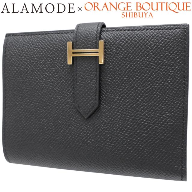 HERMES(エルメス) ベアンコンパクト K刻印 ブラック黒 ヴォーエプソン ゴールド金具 コンパクトウォレット 二つ折り 2つ折り ミニ財布 小物 レディース 40802163889【中古】【アラモード】