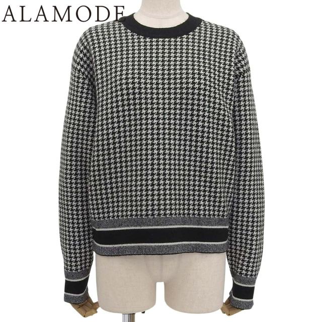 Christian Dior(クリスチャン・ディオール) 千鳥柄 ニット ニット/セーター 2020年 アパレル ファッション 衣類 長袖 36 カシミヤ ブラック黒 ホワイト白 014S55AM035 レディース 40802149377【中古】【アラモード】