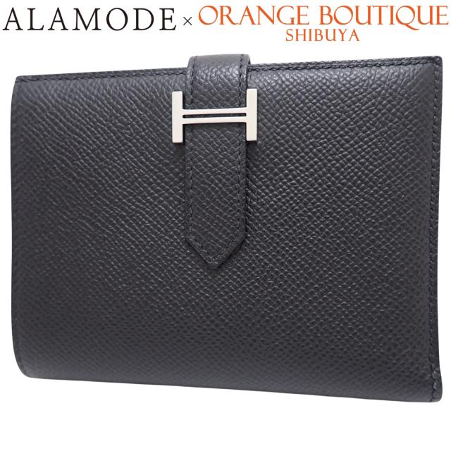 HERMES(エルメス) ベアンコンパクト ブラック黒 ヴォーエプソン パラジウム金具 シルバー金具 B刻印 コンパクトウォレット 二つ折り 2つ折り 財布 小物 レディース 40802163513【アラモード】