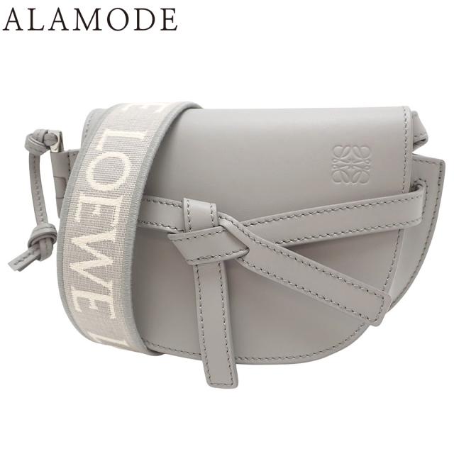 LOEWE(ロエベ) ゲートデュアル バッグ ミニ ショルダーバッグ 肩掛け 斜め掛け クロスボディバッグ リボン ソフトカーフ ジャガード グレー シルバー金具 A650N46X13 レディース 40802158343【中古】【アラモード】