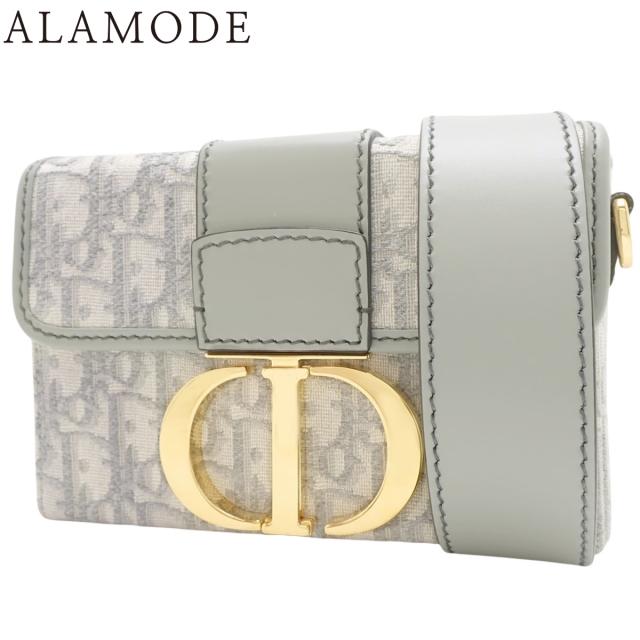 Christian Dior(クリスチャン・ディオール) モンテーニュ オブリーク 30 MONTAIGNE バッグ ショルダーバッグ 肩掛け クロスボディ キャンバス レザー ライトグレー アイボリー ゴールド金具 レディース 40802162941【中古】【アラモード】