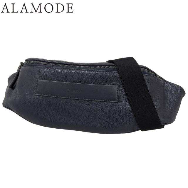 PRADA(プラダ) ウエストバッグ/ボディバッグ ウエストポーチ ショルダー レザー ネイビー紺 マットシルバー金具 ブラック金具 2VL010 レディース 40802152156【中古】【アラモード】