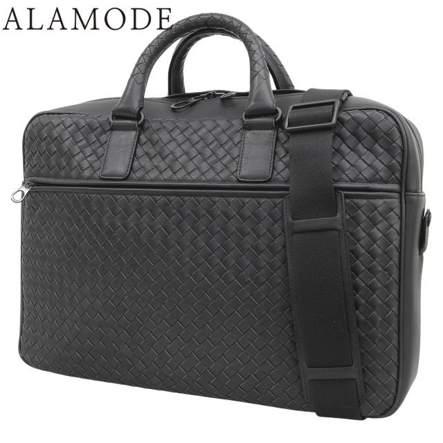 BOTTEGA VENETA(ボッテガ・ヴェネタ) イントレチャート ビジネスバッグ/ブリーフケース 書類カバン 通勤かばん トートバッグ ハンドバッグ ショルダーバッグ レザー グレー ガンメタル金具 163292 メンズ 40802160519【中古】【アラモード】