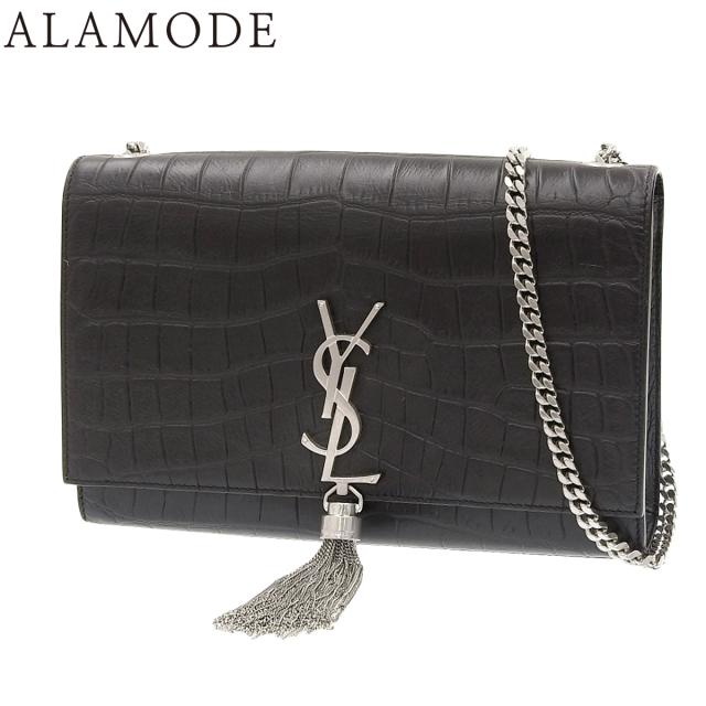 SAINT LAURENT PARIS(サンローランパリ) ケイト タッセル ミディアム ショルダーバッグ 肩掛け 斜め掛け 型押し YSLロゴ カーフ ブラック黒 マットシルバー金具 354119 レディース 40802160783【中古】【アラモード】