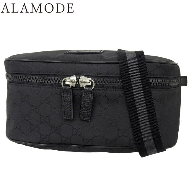 GUCCI(グッチ) GGボディバッグ ウエストバッグ/ボディバッグ ウエストポーチ 斜め掛けバッグ ショルダーバッグ GGナイロン ブラック黒 シルバー金具 449182 メンズ 40802156414【中古】【アラモード】