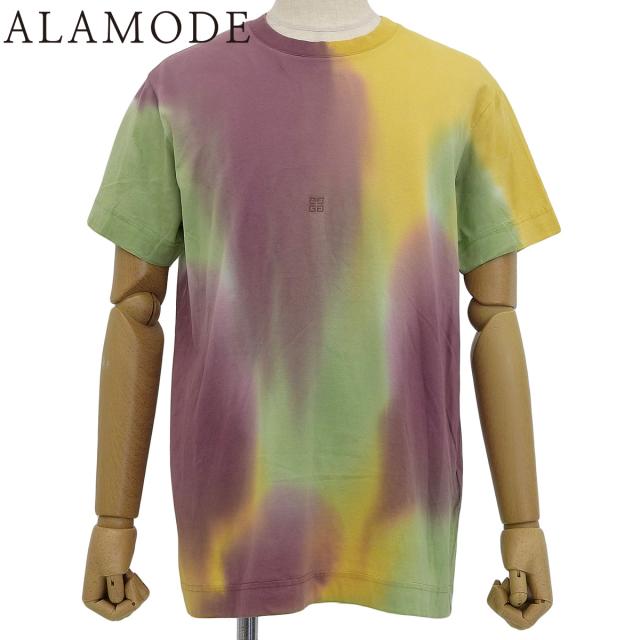 GIVENCHY(ジバンシー) ロゴ刺繍Tシャツ Tシャツ アパレル ファッション 半袖 トップス XS コットン パープル紫 黄緑 イエロー 黄 メンズ 40802162530【中古】【アラモード】