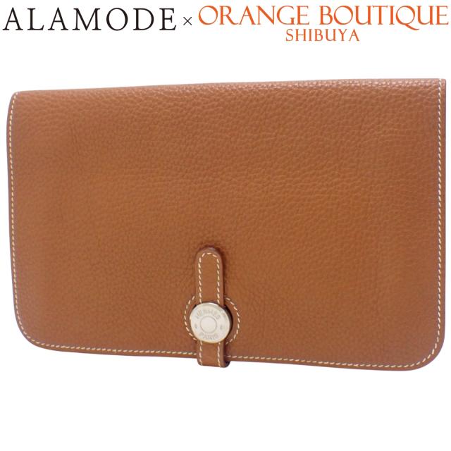 HERMES(エルメス) ドゴン デュオ ゴールド ブラウン茶 トゴ パラジウム金具 シルバー金具 □I刻印 ロングウォレット ドゴンGM 二つ折り 2つ折り 長財布 小物 レディース 40806000169【中古】【アラモード】
