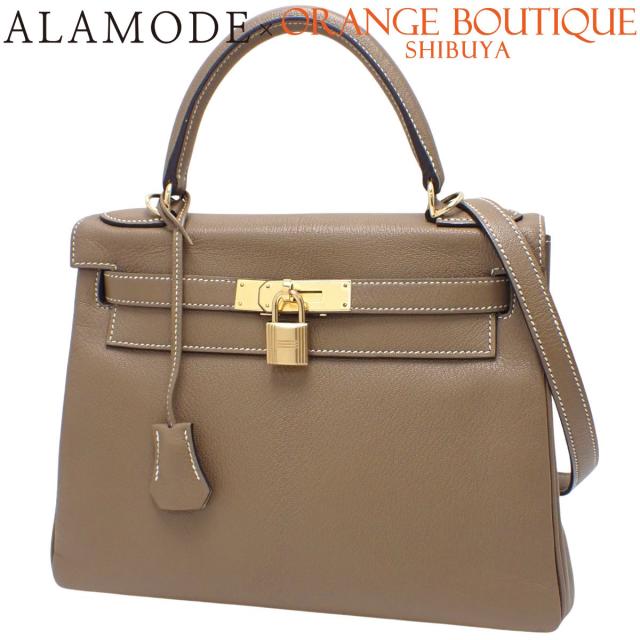 HERMES(エルメス) ケリー28 (内縫い) エトープ/エトゥープ グレージュ ベージュ シェーブル シャンパンゴールド金具 D刻印 ハンドバッグ 2WAY ショルダー 肩掛け レディース 40802167034【中古】【アラモード】