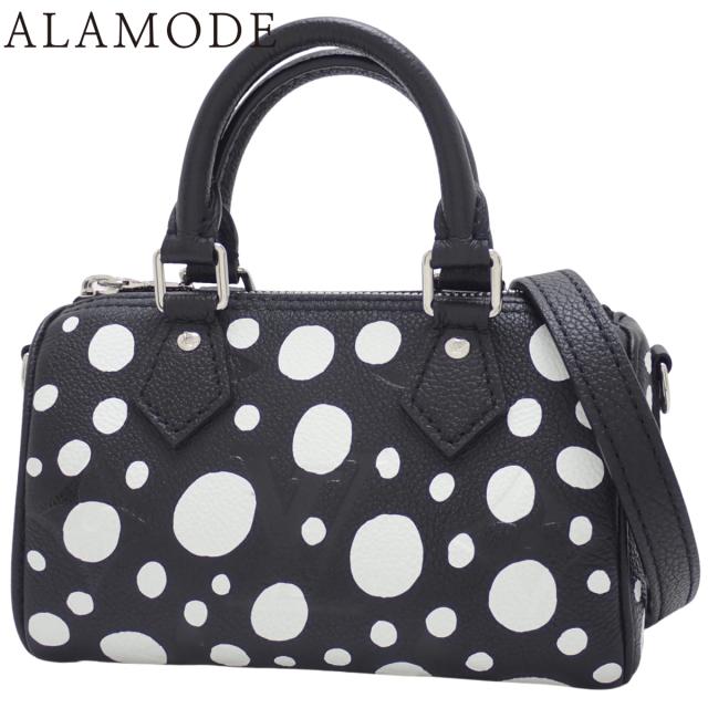 LOUIS VUITTON(ルイ・ヴィトン) モノグラム・アンプラント LV x YK ナノ・スピーディ ハンドバッグ 草間彌生 コラボ 2WAY ショルダー 水玉 ドット モノグラムアンプラント ブラック黒 ホワイト白 シルバー金具 M81910 レディース 40802160839【中古】【アラモード】