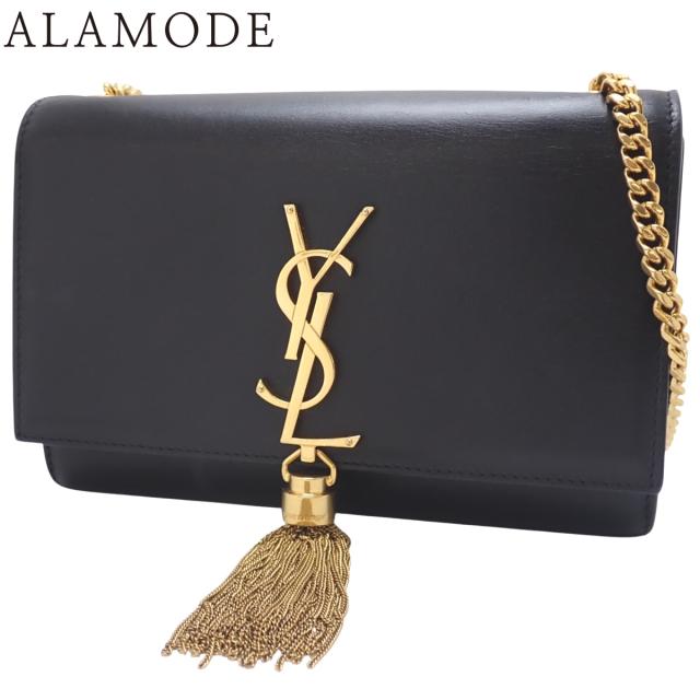 SAINT LAURENT PARIS(サンローランパリ) ケイト タッセル スモール チェーンショルダーバッグ ショルダーバッグ 肩掛け 斜め掛け YSL フリンジ レザー ブラック黒 ゴールド金具 474366 レディース 40802165461【中古】【アラモード】