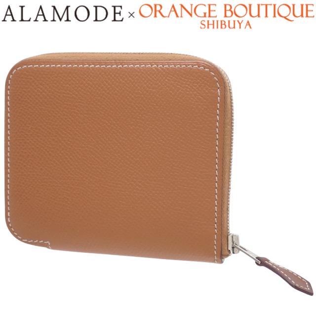 HERMES(エルメス) アザップコンパクト シルクイン ゴールド/ジョーヌシトロン ブラウン茶 イエロー黄 ヴォーエプソン シルク シルバー金具 Z刻印 コンパクトウォレット ミニ財布 ジップアラウンド ラウンドファスナー 小物 レディース 40802166429【中古】【アラモード】