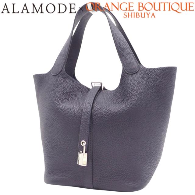 HERMES(エルメス) ピコタンロックMM ブルーニュイ ネイビー紺 トリヨンクレマンス パラジウム金具 シルバー金具 X刻印 ハンドバッグ トート レディース 40802166784【中古】【アラモード】